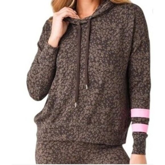 Sundry | Tops | Sundry Floral Print Hoodie In Brown Pink Stripe Womens ...
